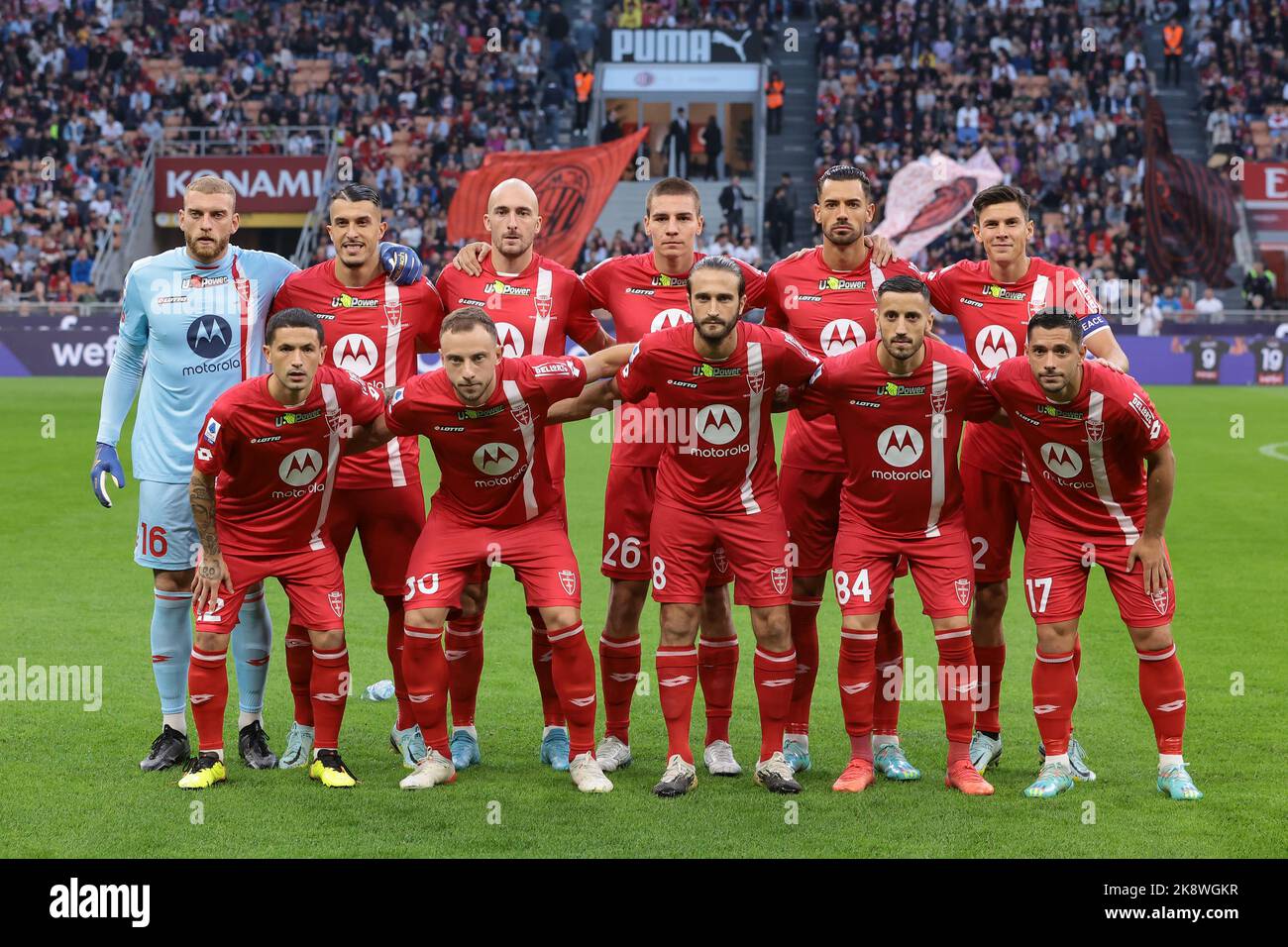 Milan, Italy, 22nd October 2022. The AC Monza starting eleven line up ...