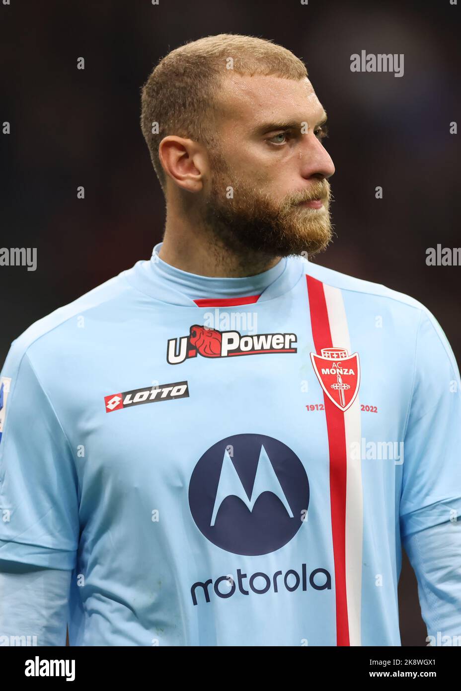 Milan, Italy, 22nd October 2022. Michele Di Gregorio of AC Monza looks ...