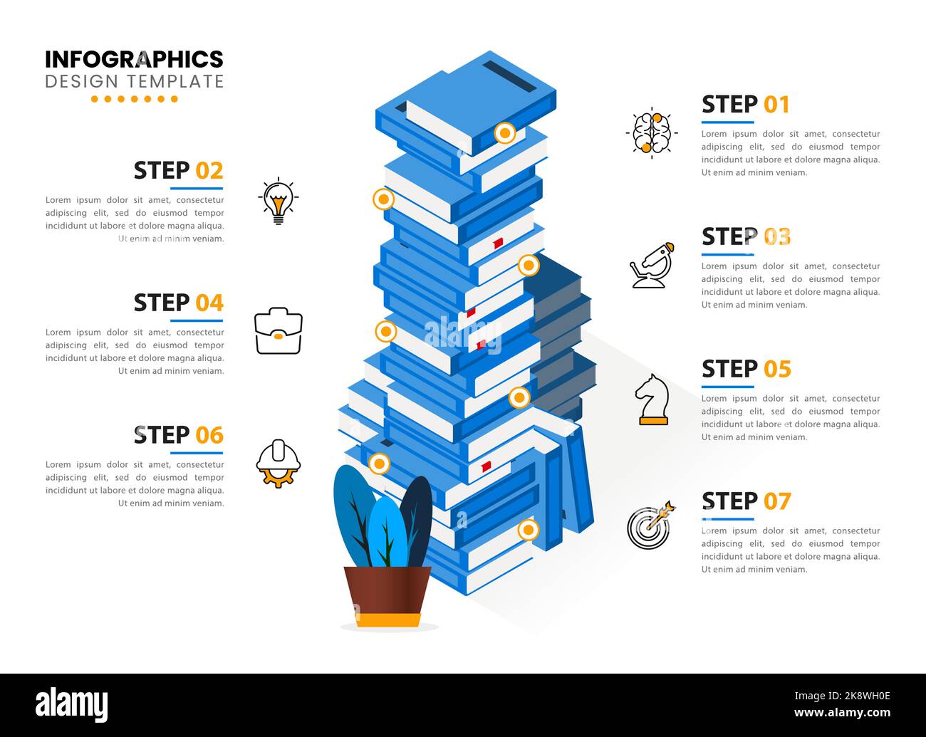 Infographic design template. Education concept with 7 steps. Can be ...