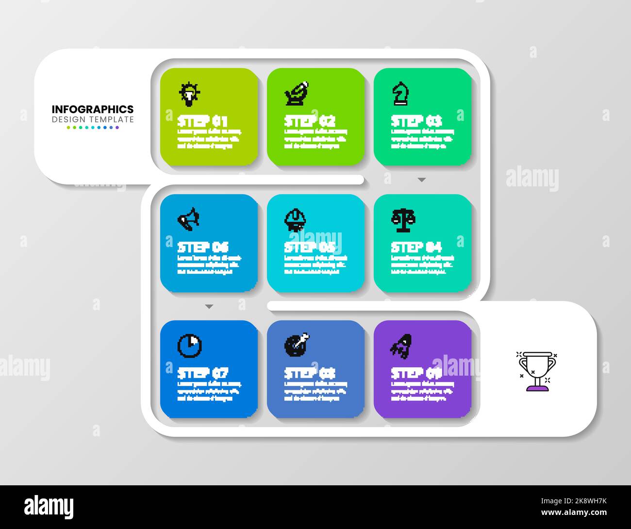 Infographic design template. Timeline concept with 9 steps. Can be used ...