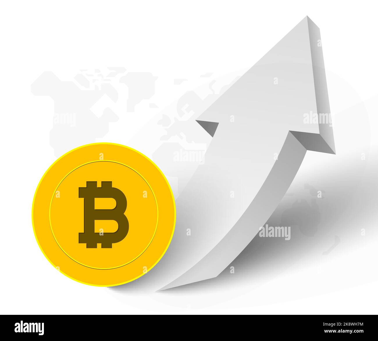 Bitcoin Currency Symbol With Rising Up Growing Arrow. Vector ...