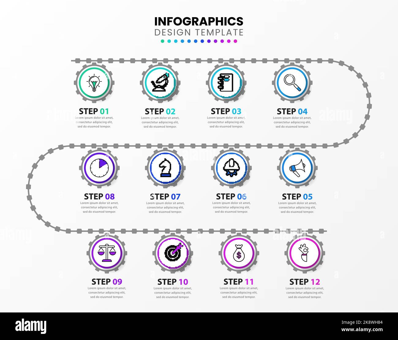 Infographic design template. Creative concept with 12 steps. Can be ...