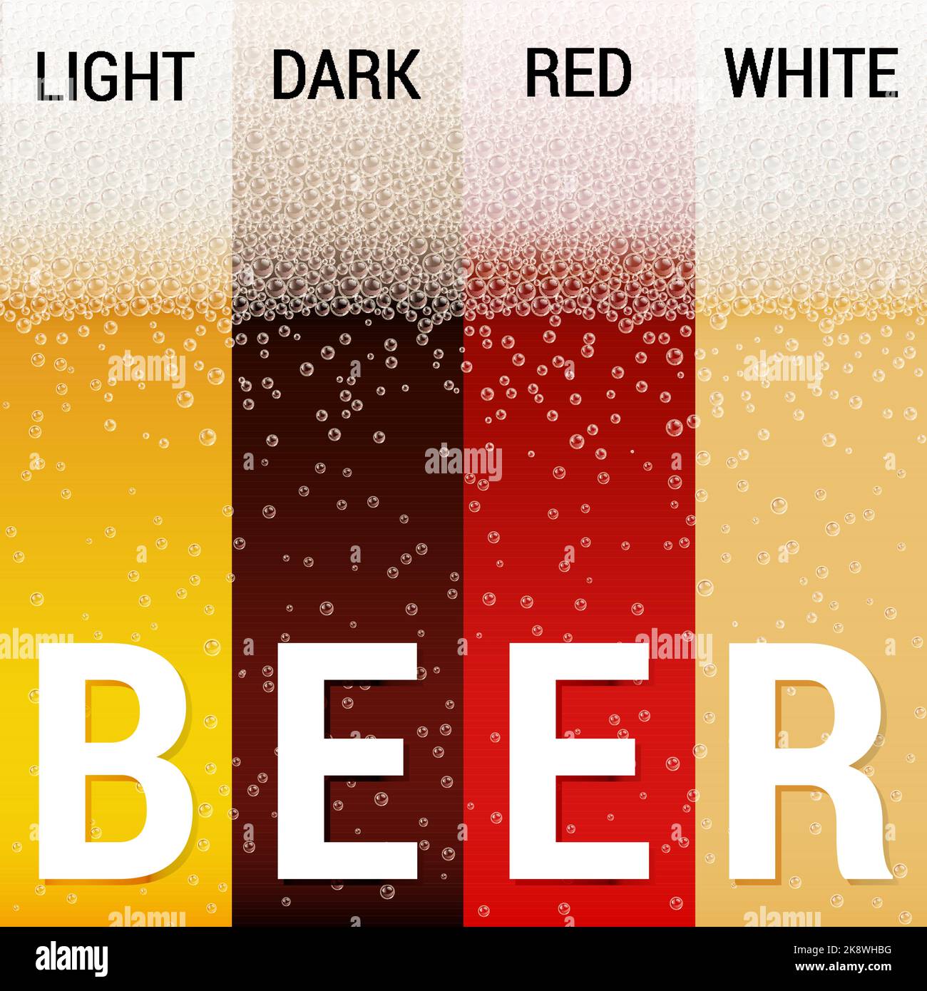 Set of Four Realistic Beer with Foam. Seamless Patterns for Template ...