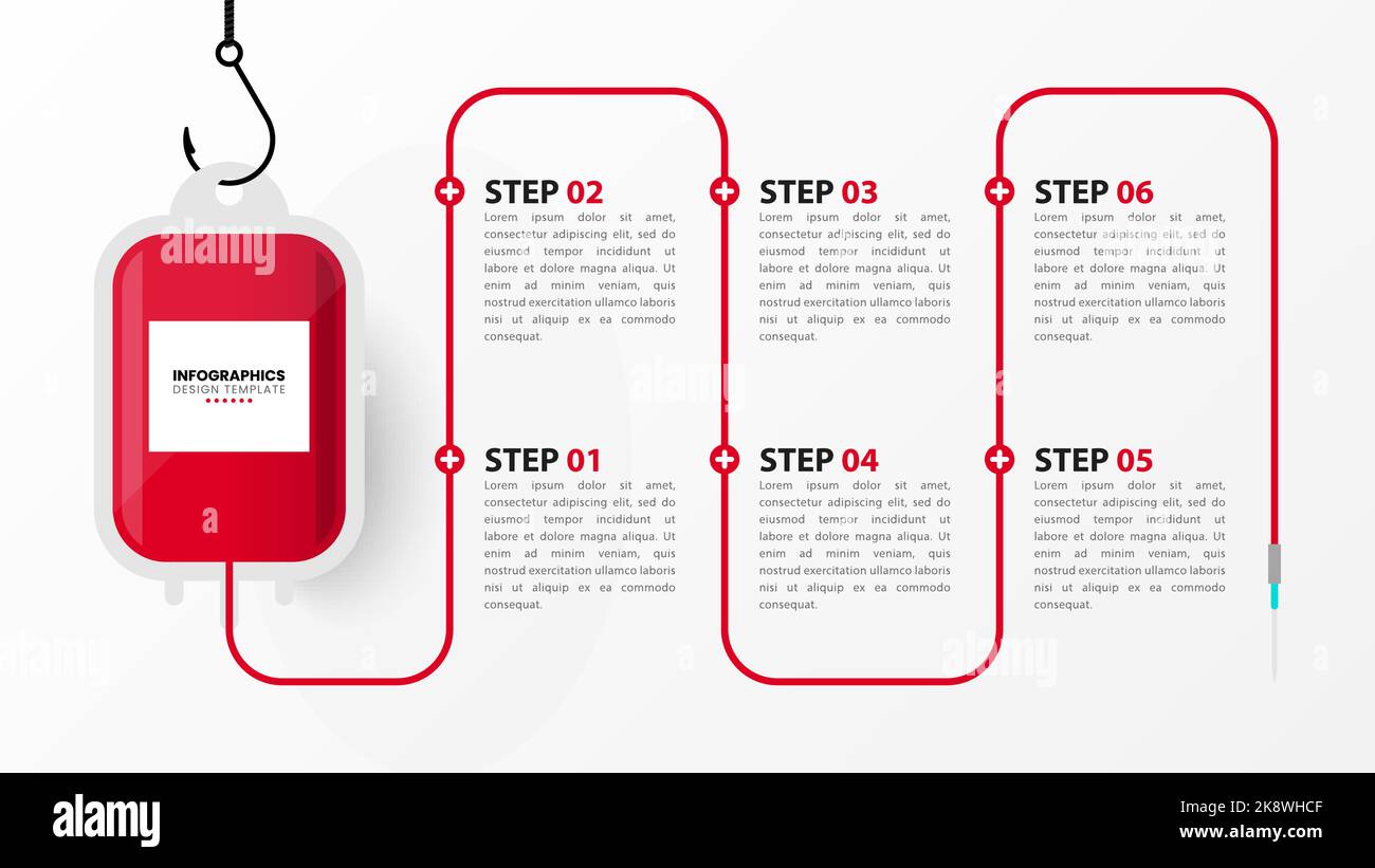 Infographic design template. Blood donation concept with 6 steps. Can ...