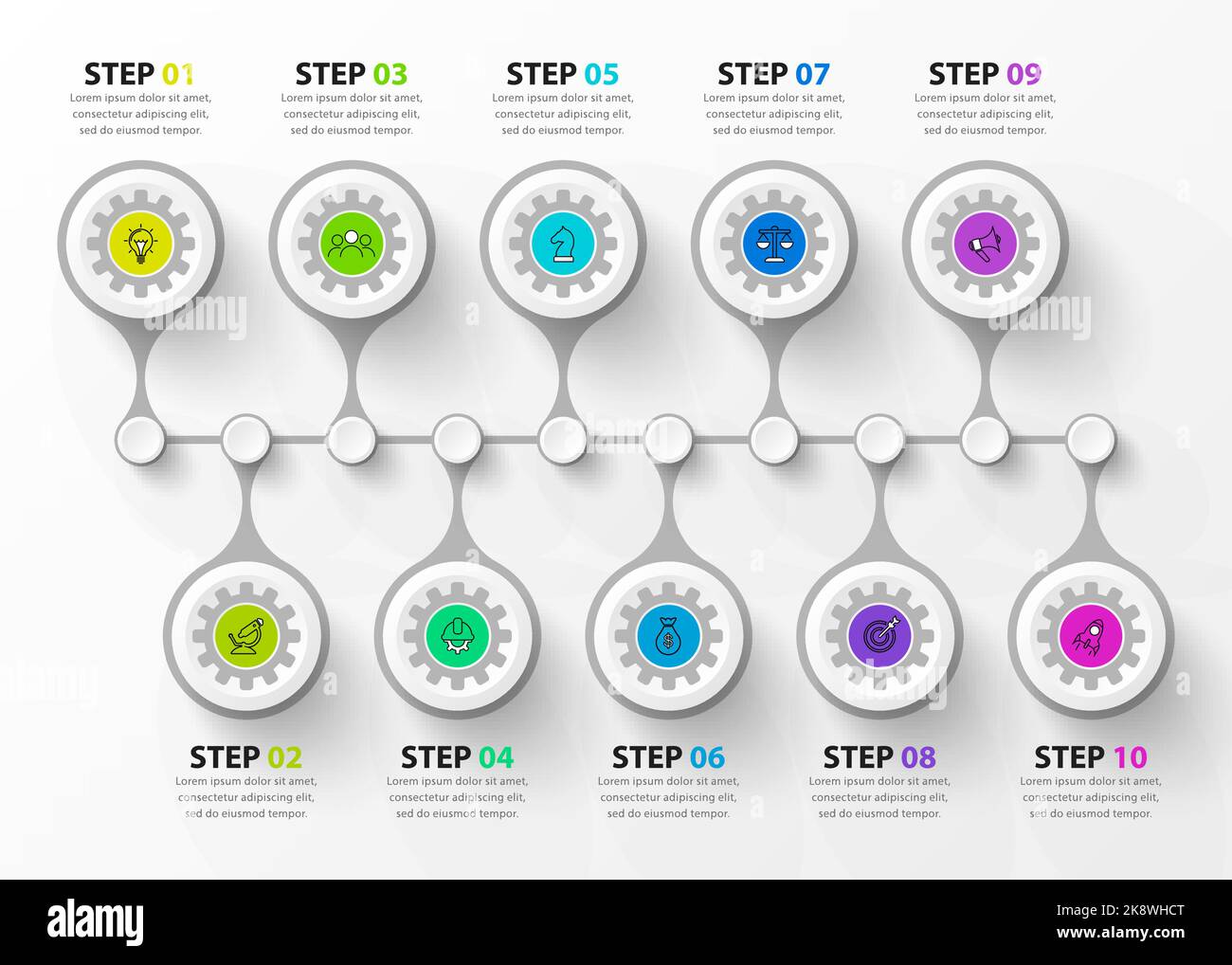 Infographic design template. Creative concept with 10 steps. Can be ...