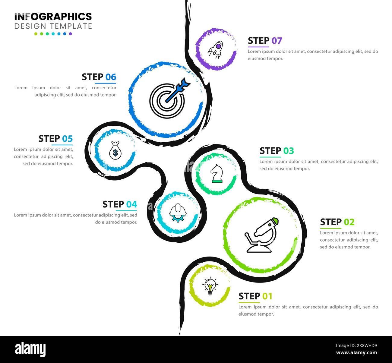 Infographic design template. Creative concept with 7 steps. Can be used ...