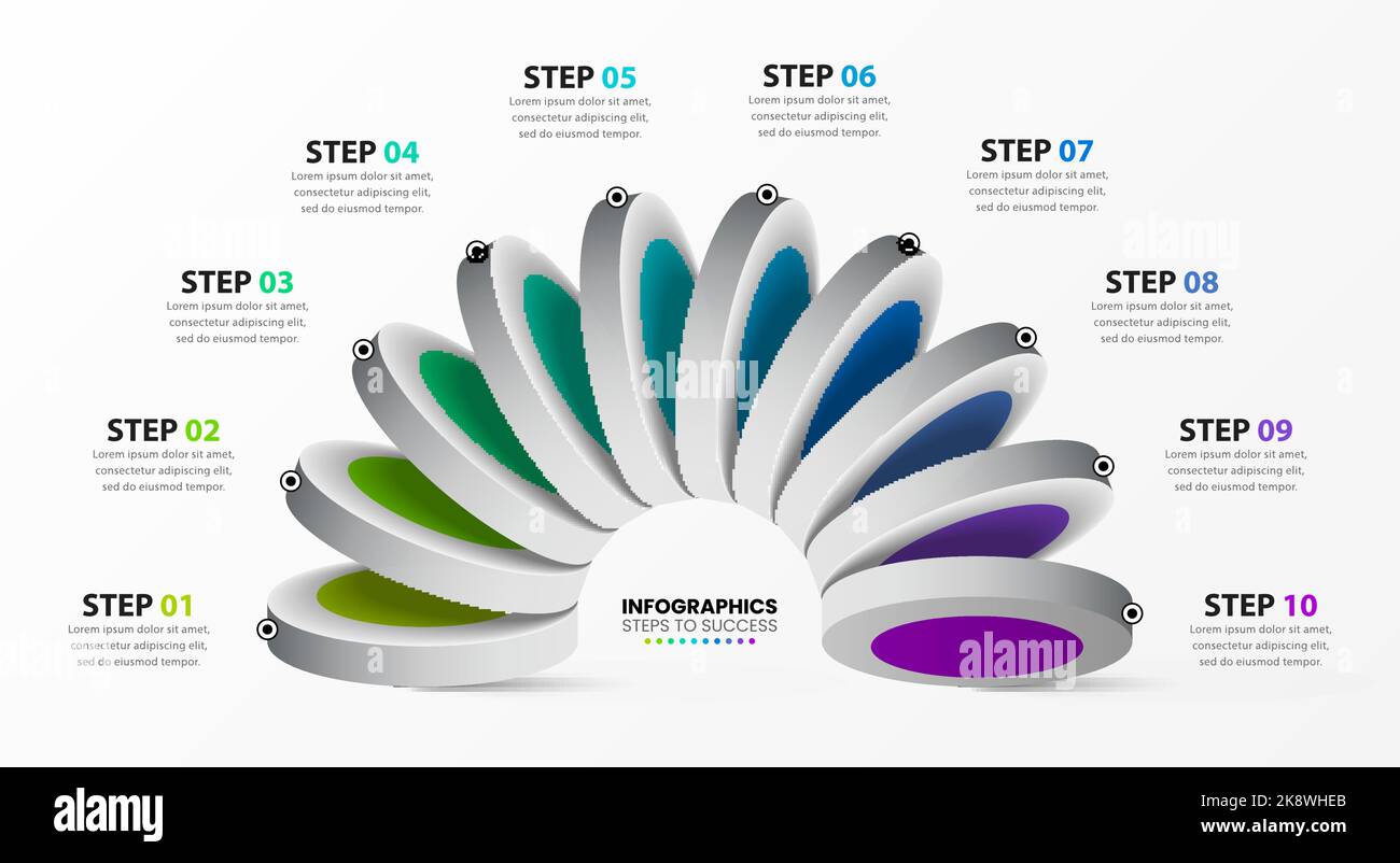 Infographic design template. Creative concept with 10 steps. Can be ...