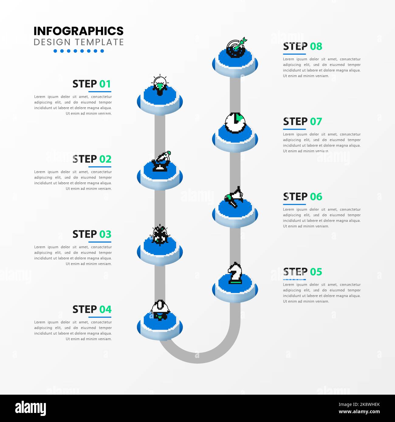 Infographic design template. Timeline concept with 8 steps. Can be used ...