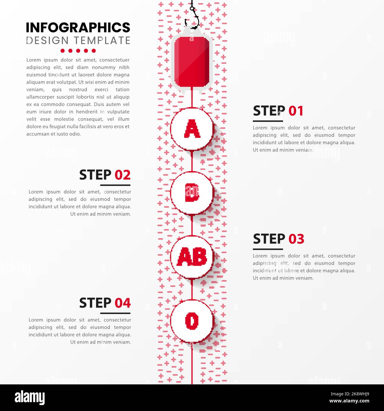 Infographic design template. Blood donation concept with 4 steps. Can ...