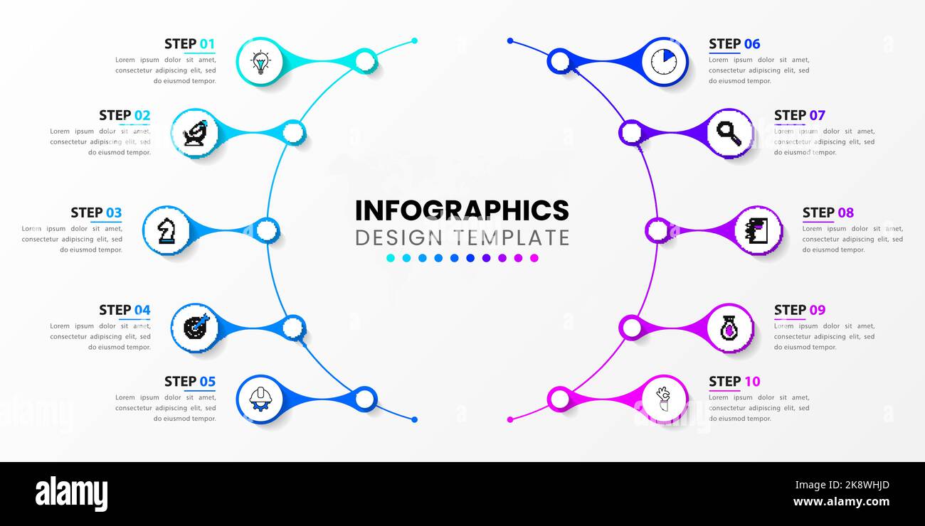 Infographic design template. Creative concept with 10 steps. Can be used for workflow layout ...