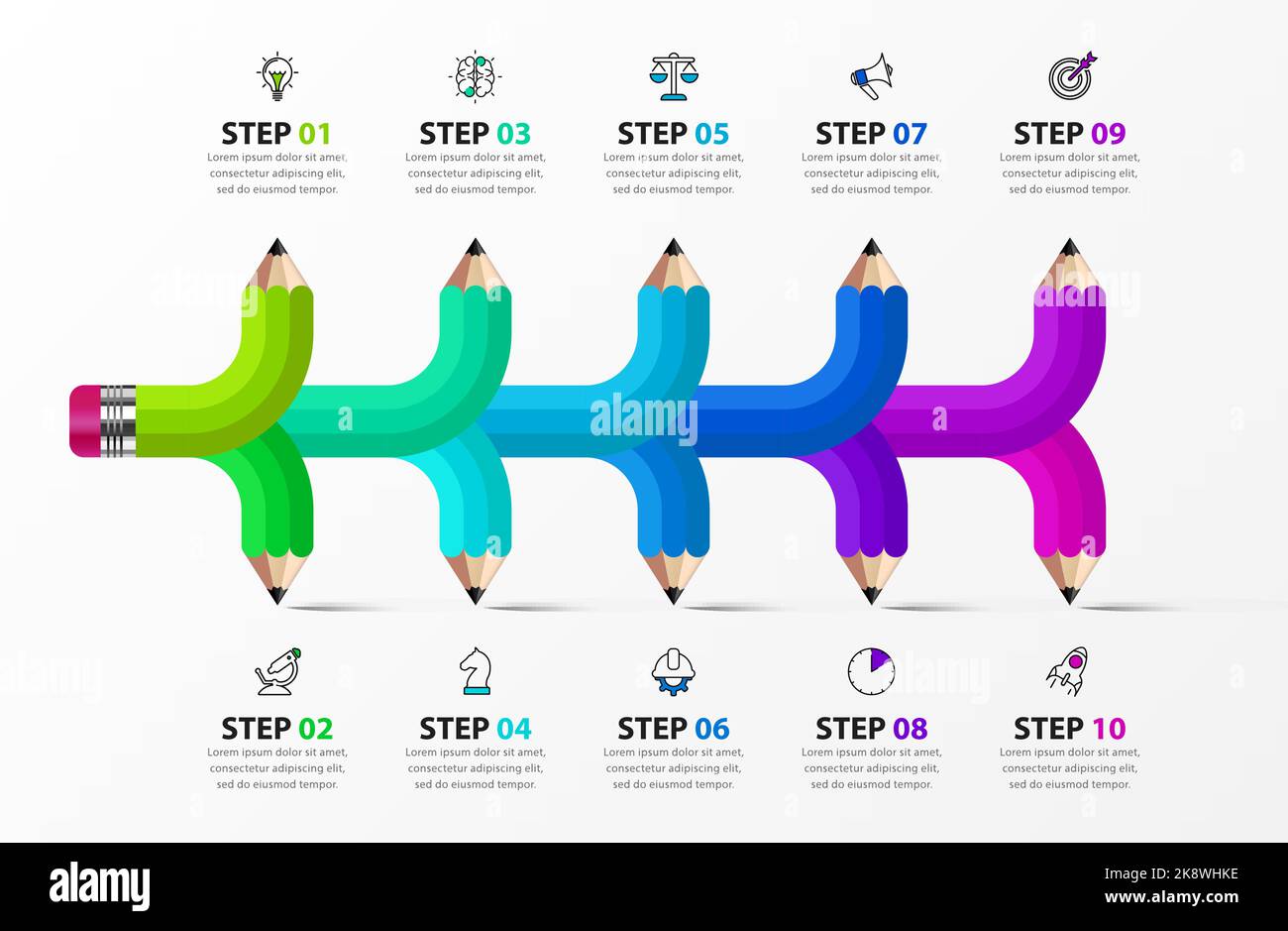 Infographic design template. Education concept with 10 steps. Can be ...