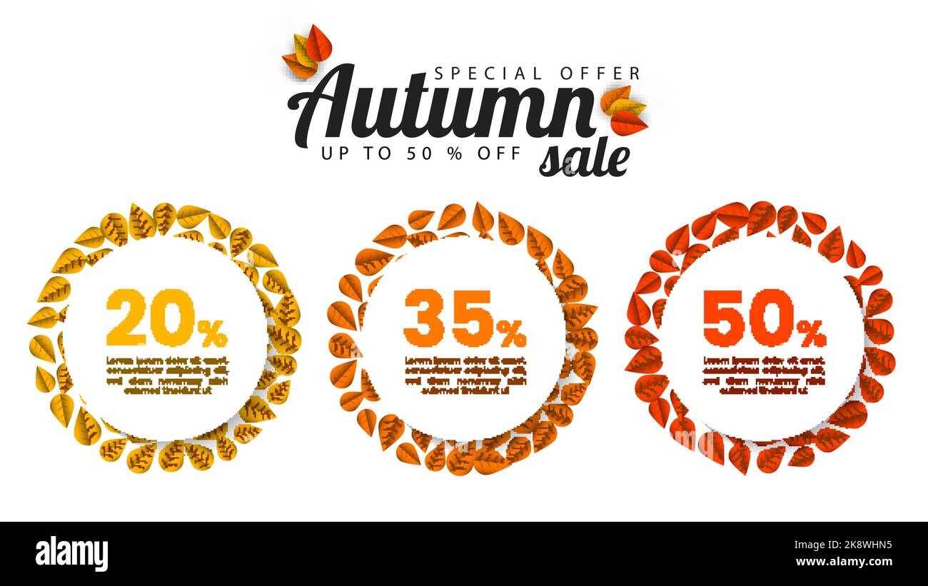 Autumn sale. Infographic design template with fall leaves. Vector ...