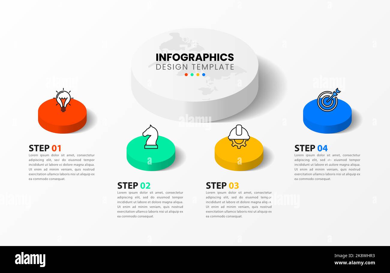 Infographic template with icons and 4 options or steps. Isometric ...