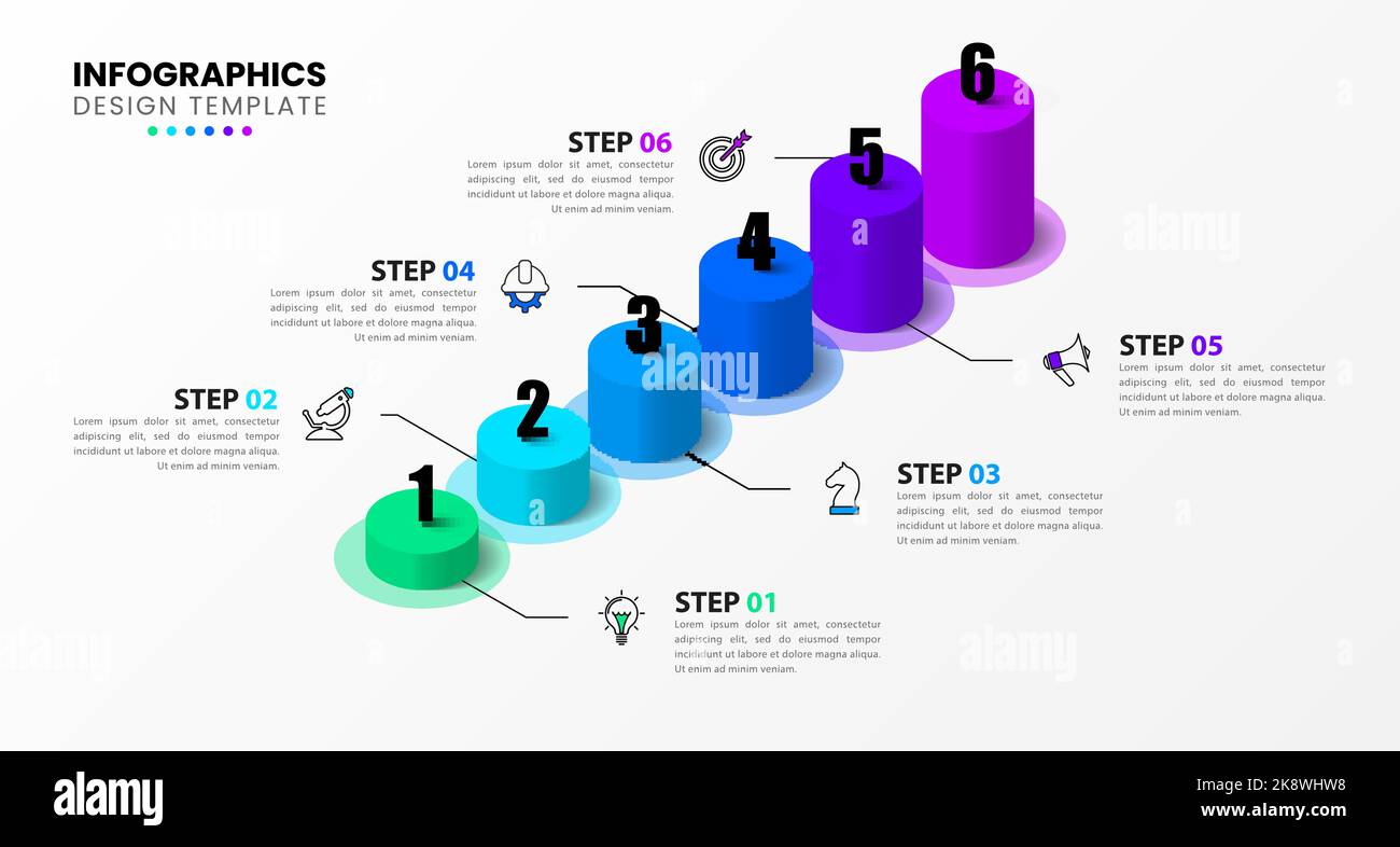 Infographic template with icons and 6 options or steps. Columns. Can be ...