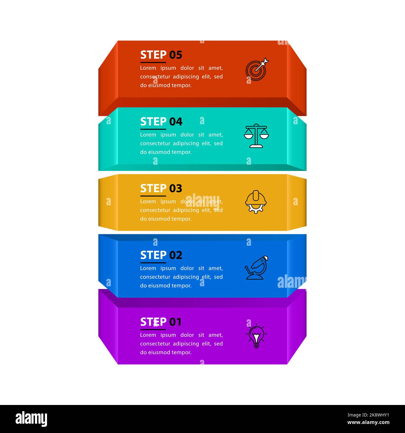 Infographic template with icons and 5 options or steps. 3d ladder. Can ...