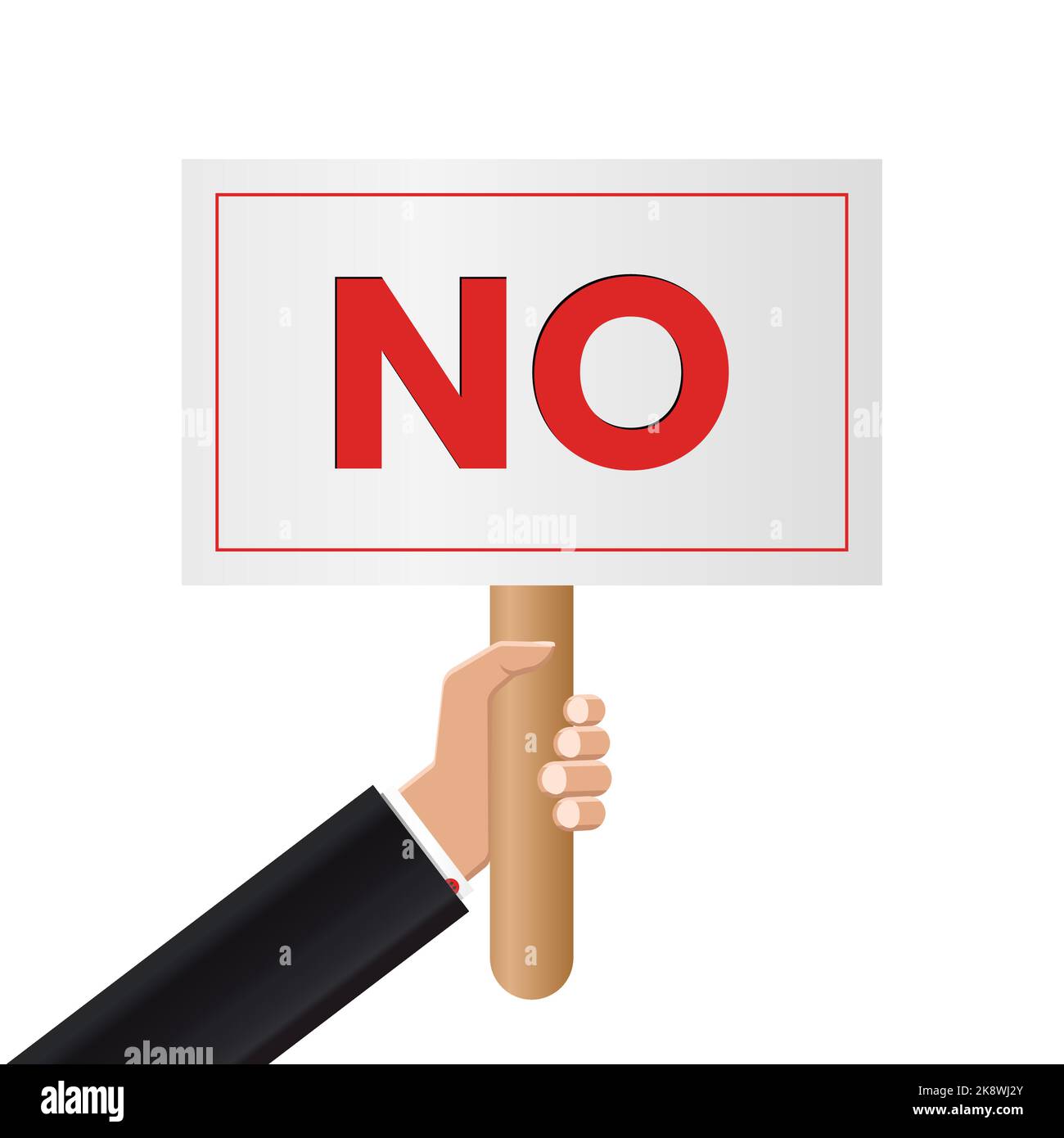 Businessman holding a signboard that say no. Vector illustration Stock ...