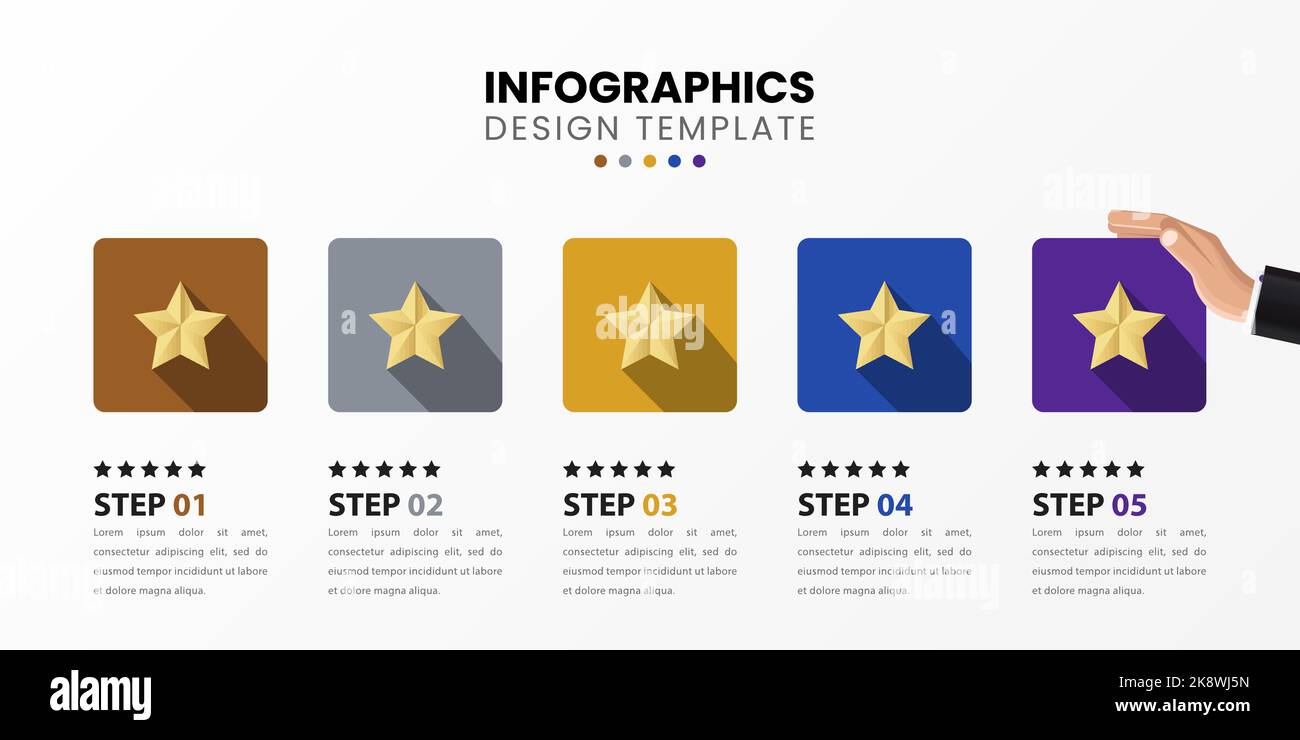 Infographic template with 5 options or steps. Rank. Can be used for ...