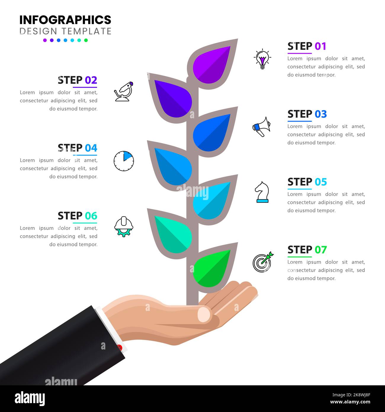 Infographic design template. Creative concept with 7 steps. Can be used ...