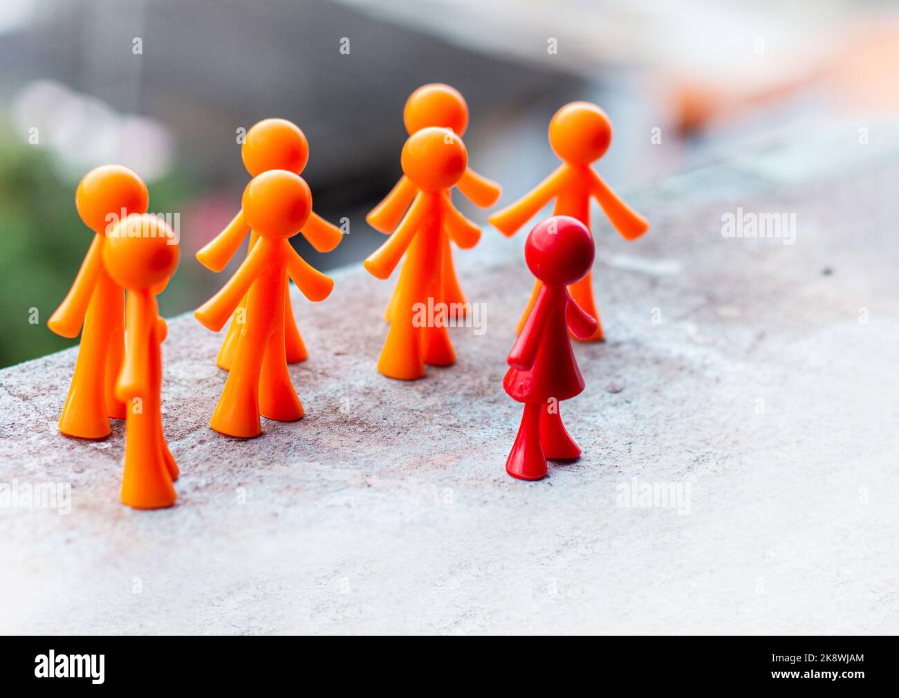 Representation of a work team and a leader through dolls Stock Photo ...