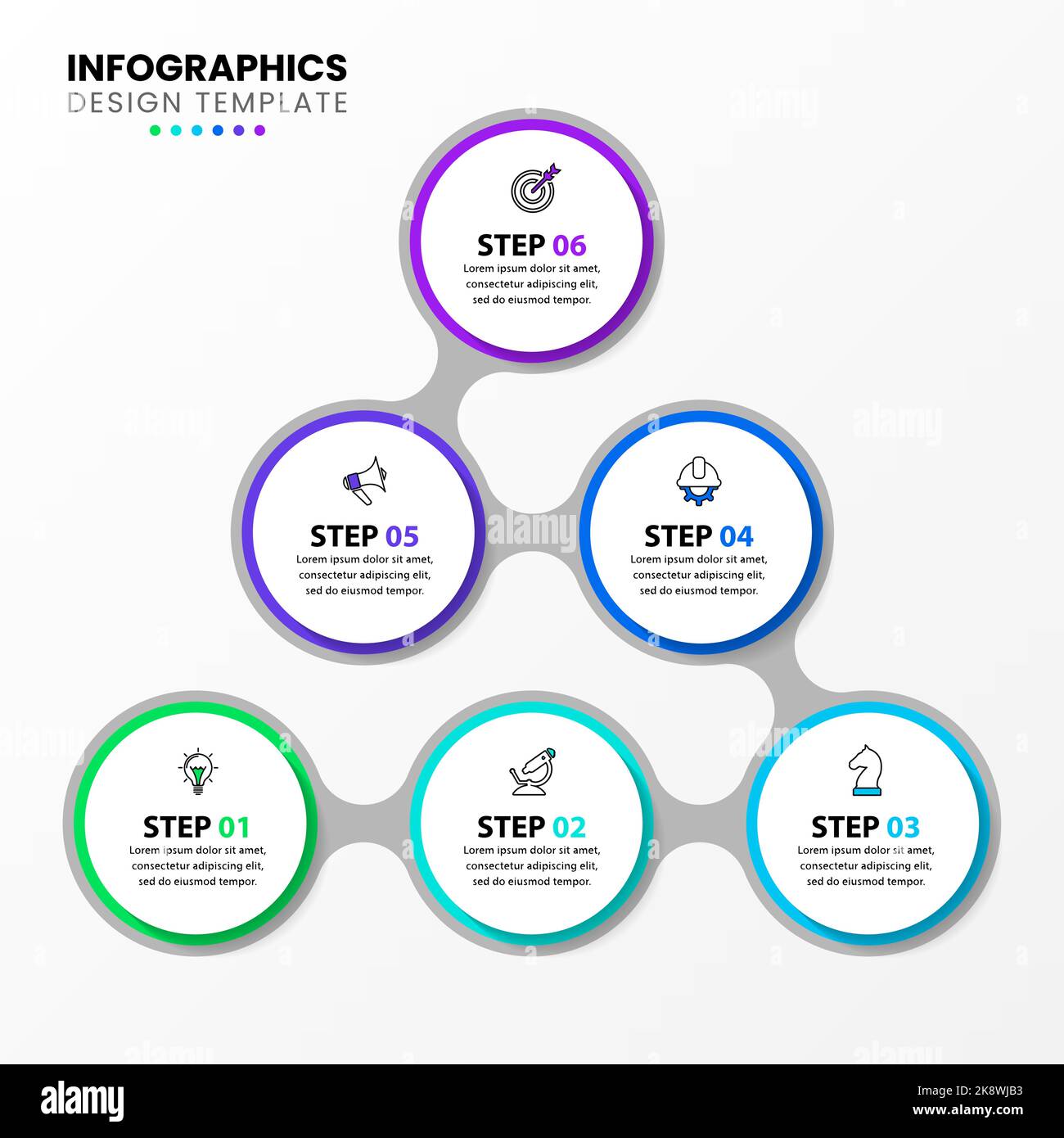 Infographic template with icons and 6 options or steps. Pyramid. Can be ...