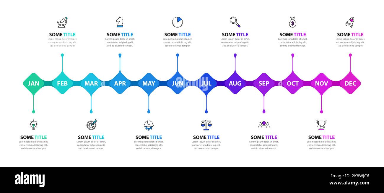 Infographic design template. Timeline concept with 12 steps. Can be ...
