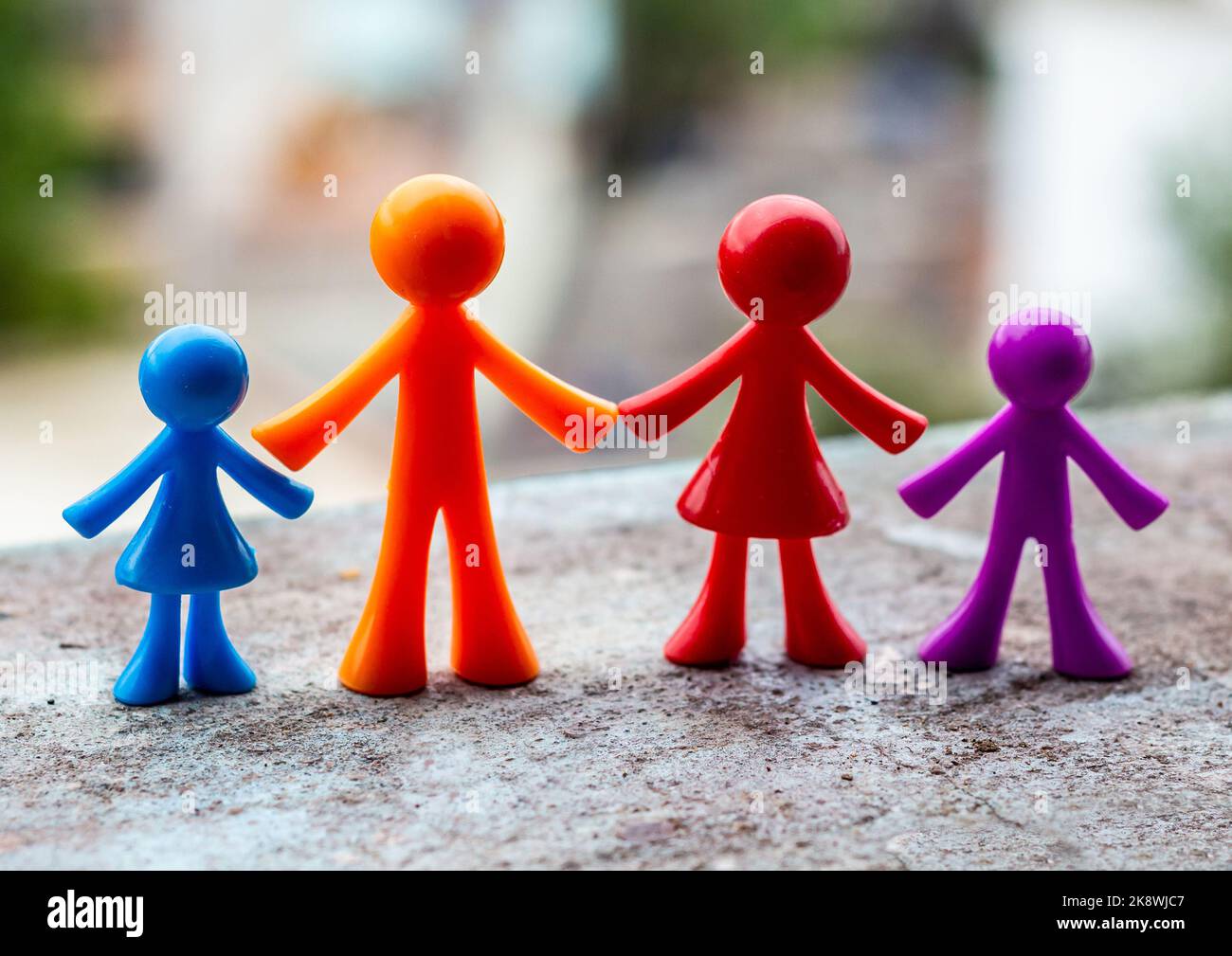 Representation of a family, father, mother and children through dolls ...