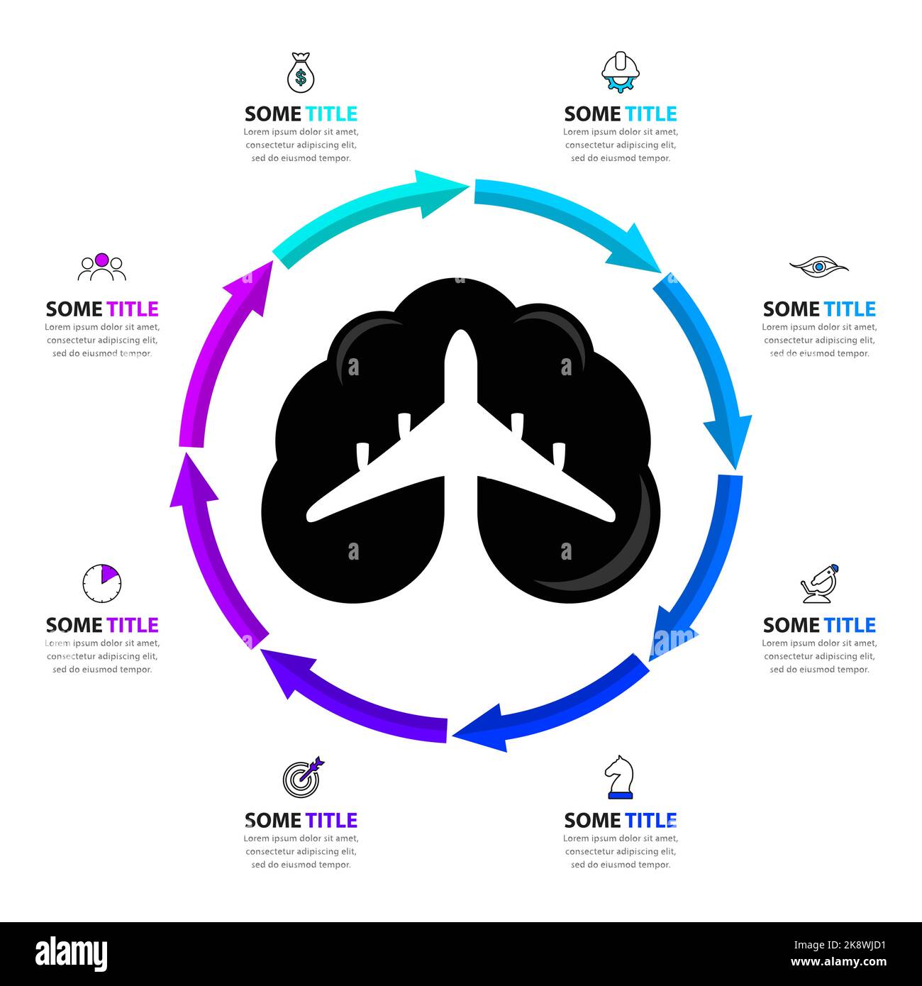 Infographic template with icons and 8 options or steps. Airplane. Can ...
