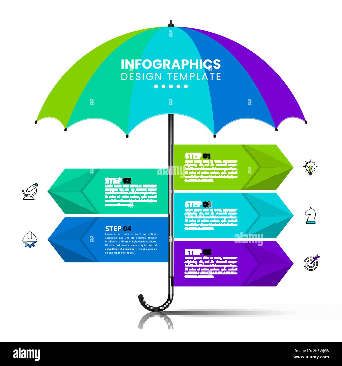 Infographic template with icons and 5 options or steps. Umbrella. Can ...