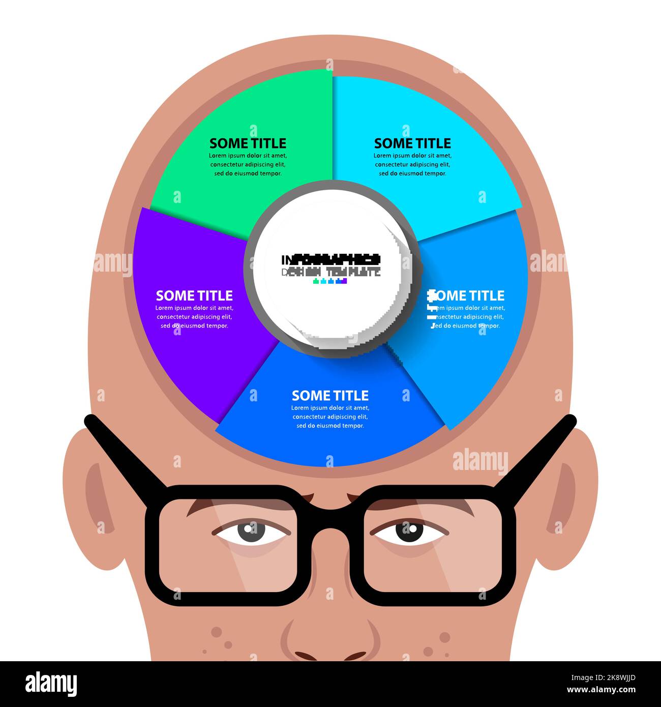 Infographic template with 5 options or steps. Brain. Can be used for ...