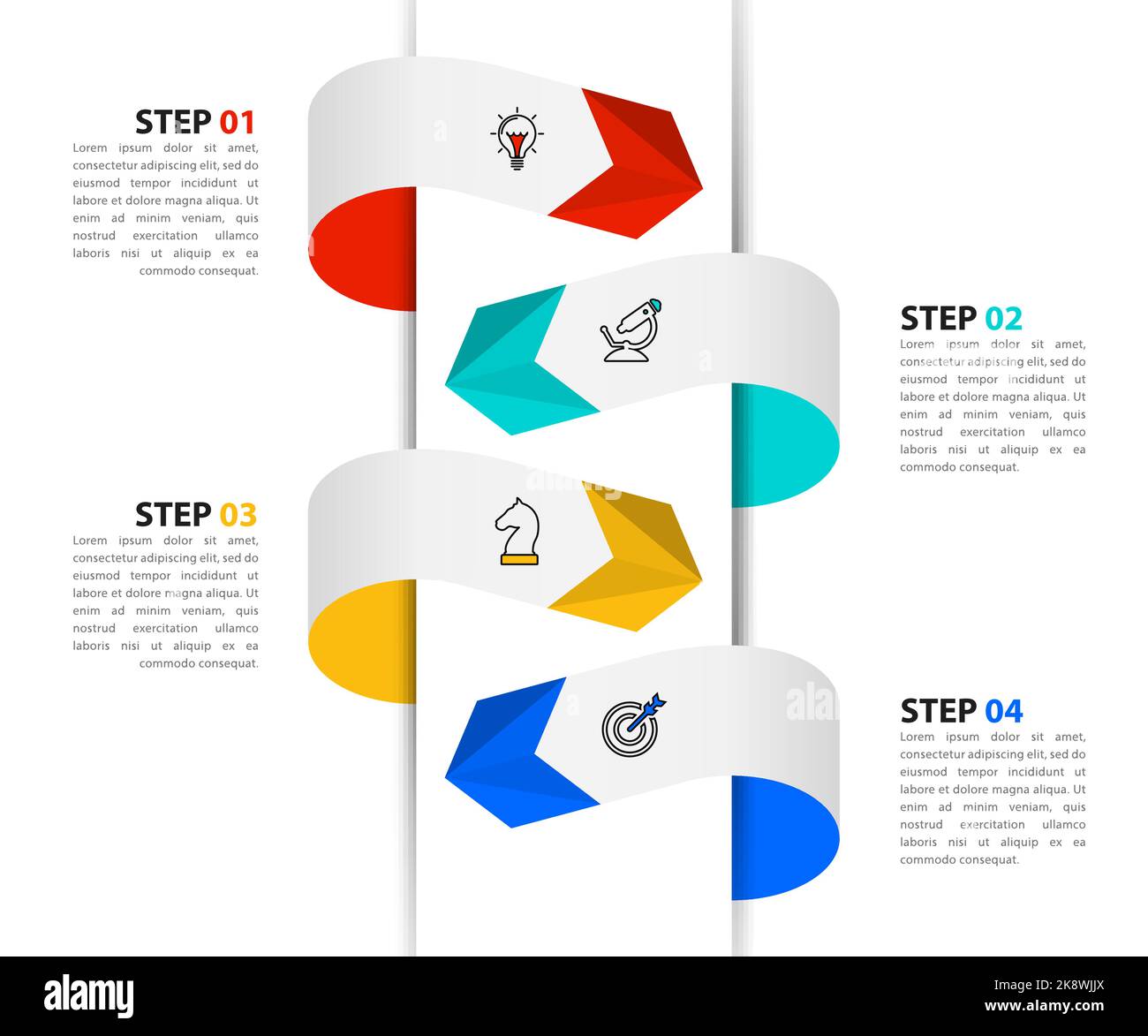 Infographic template with icons and 4 options or steps. Arrows. Can be ...