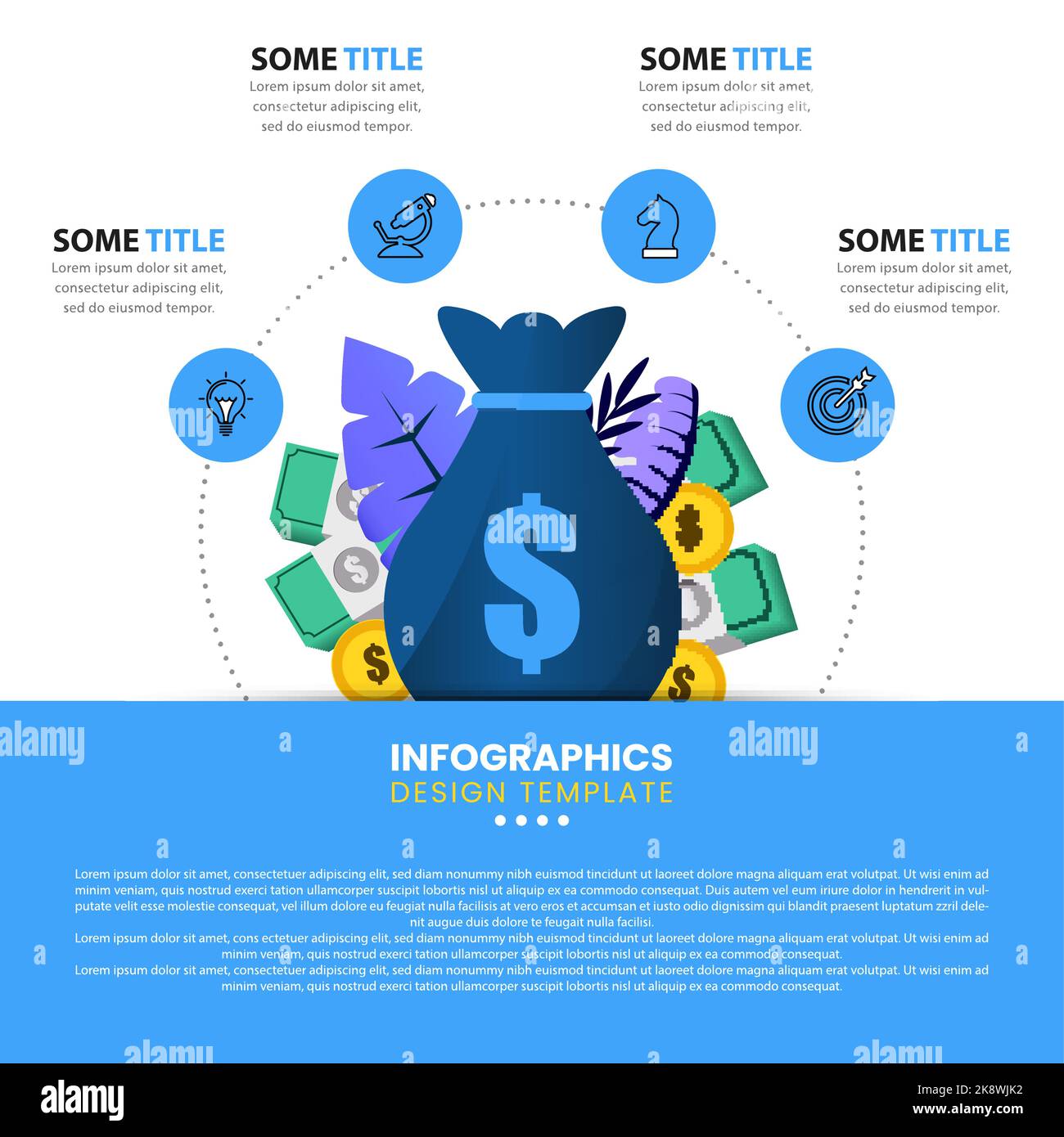 Infographic template with icons and 4 options or steps. Money. Can be ...