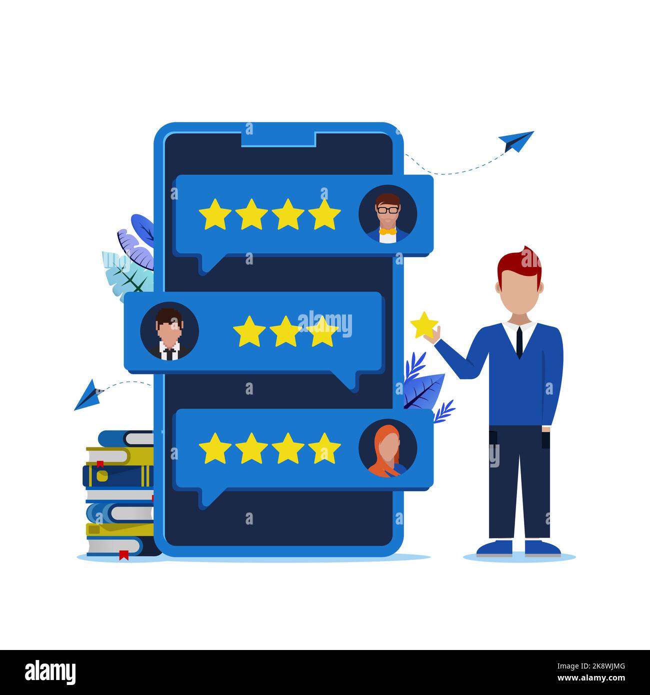 Review from customer. Online star rate. Vector illustration Stock ...