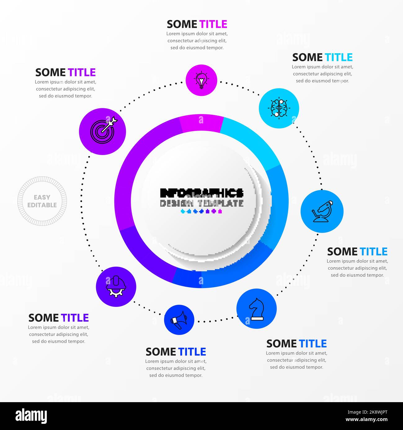 Infographic template with icons and 7 options or steps. Pie. Can be ...