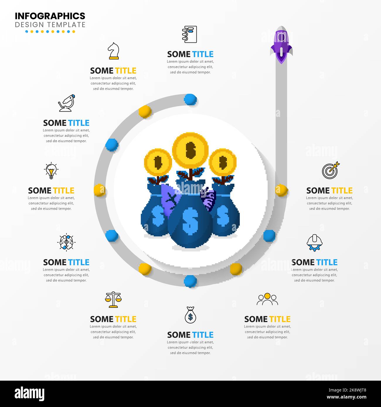 Infographic template with icons and 10 options or steps. Money. Can be ...