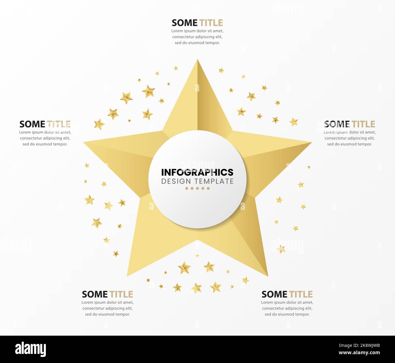Infographic template with 5 options or steps. Star. Can be used for ...