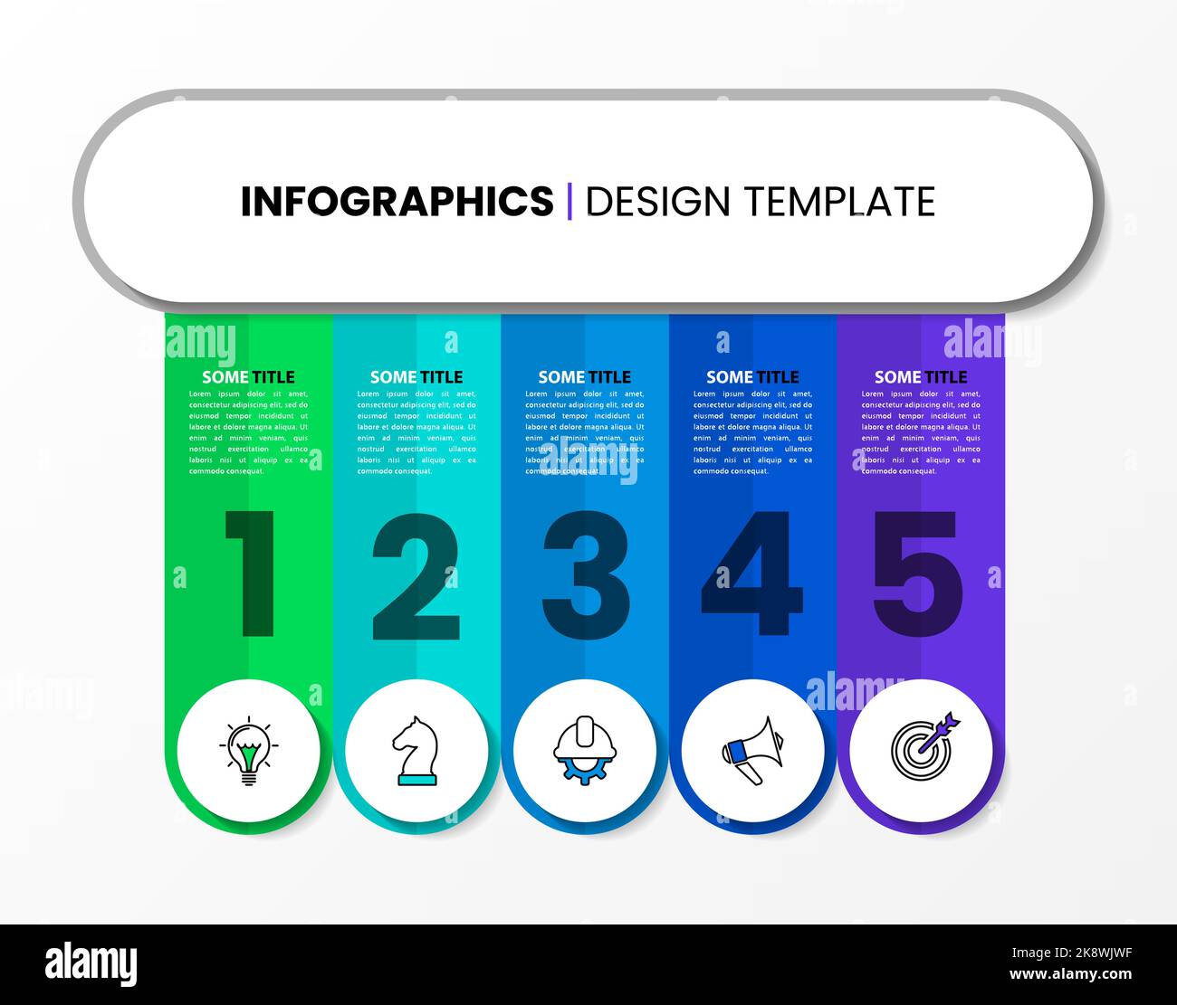 Infographic template with icons and 5 options or steps. Can be used for ...