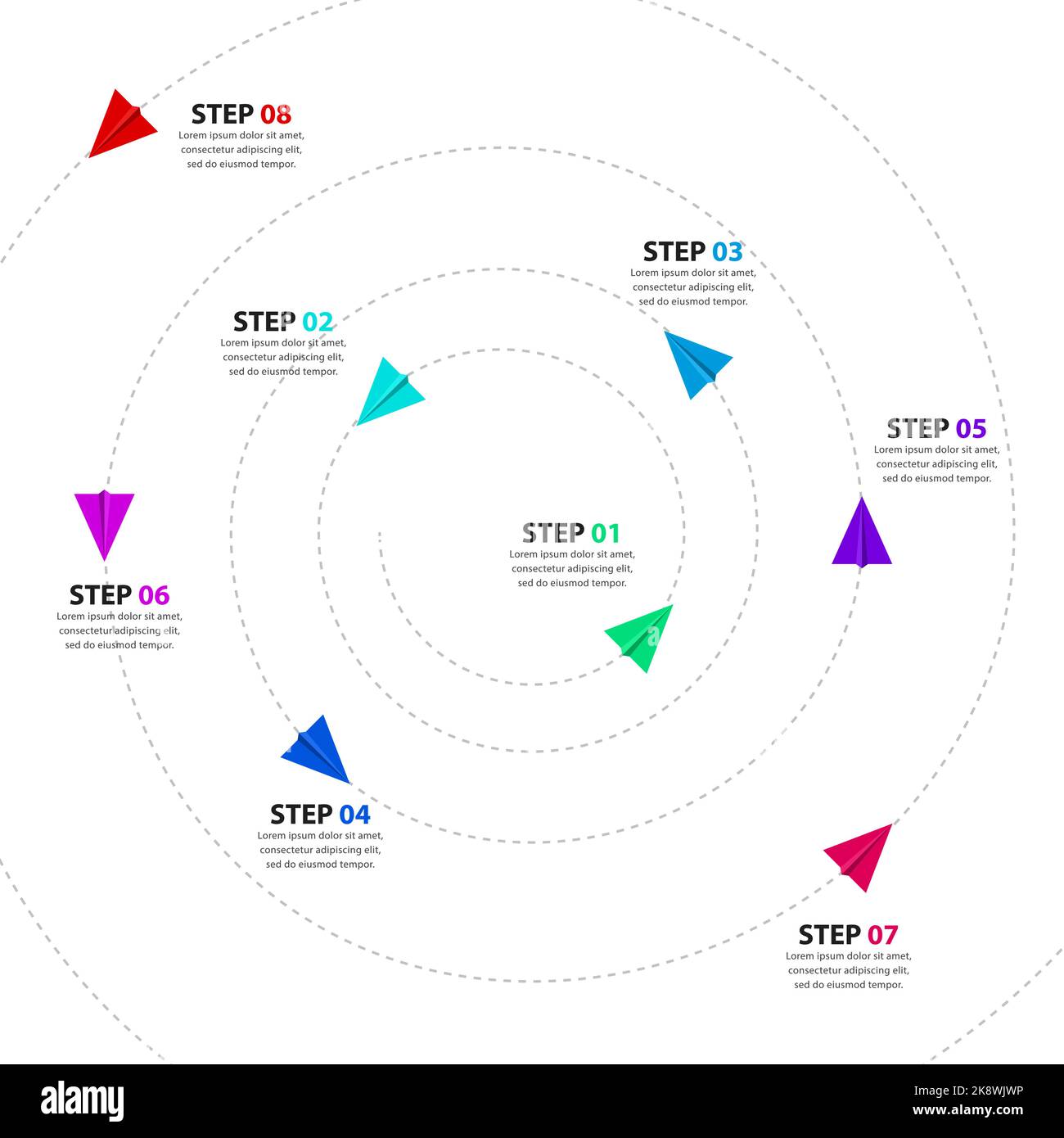 Infographic Template With 8 Options Or Steps Spiral Can Be Used For
