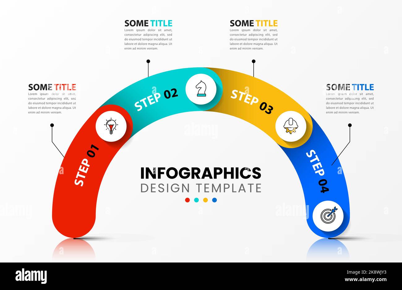 Infographic template with icons and 4 options or steps. Rainbow. Can be ...