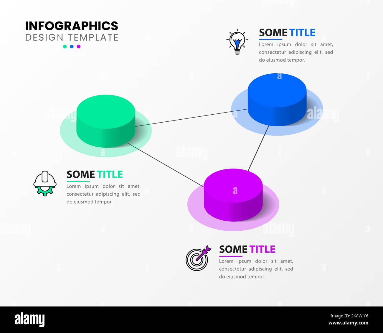 Infographic template with icons and 3 options or steps. Triangle. Can be used for workflow ...