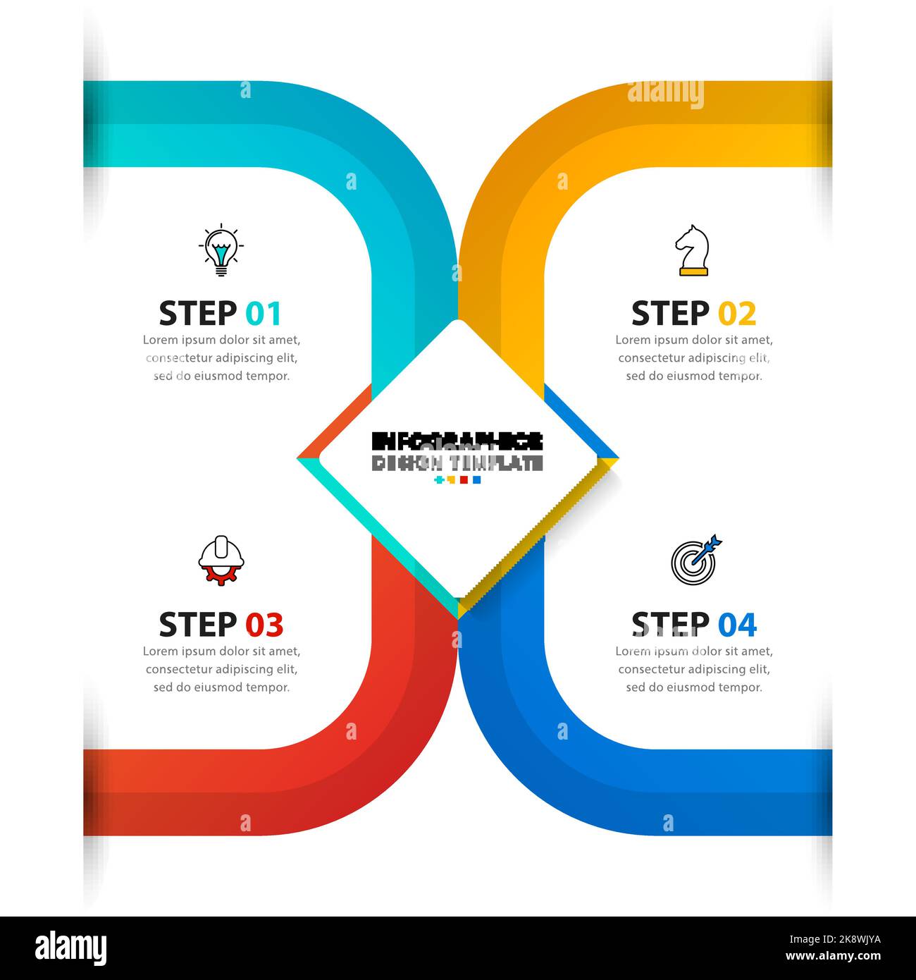 Infographic template with icons and 4 options or steps. Rectangle. Can ...