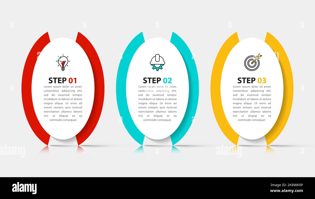 Infographic template with icons and 3 options or steps. Ellipses. Can ...