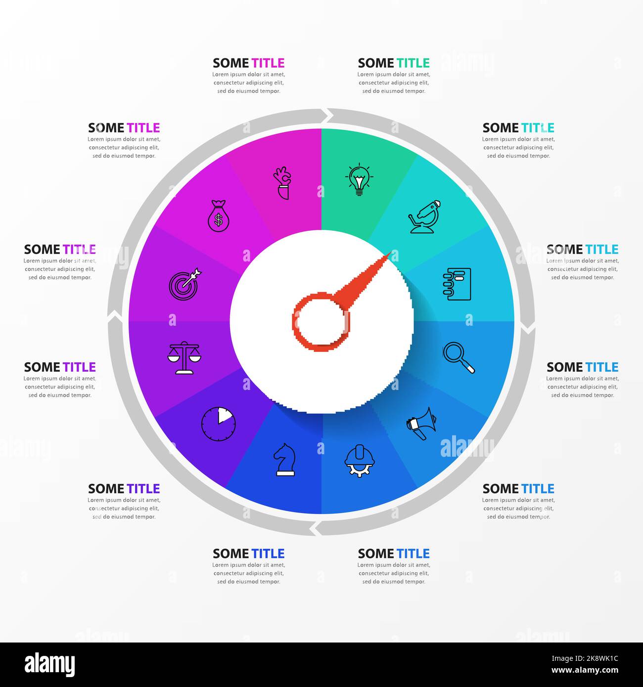 Circle. infographic template with 12 steps or options. Can be used for workflow layout, diagram ...