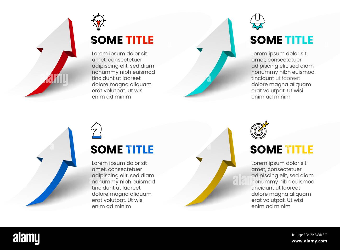 Infographic template with icons and 4 options or steps. 3D arrows. Can ...