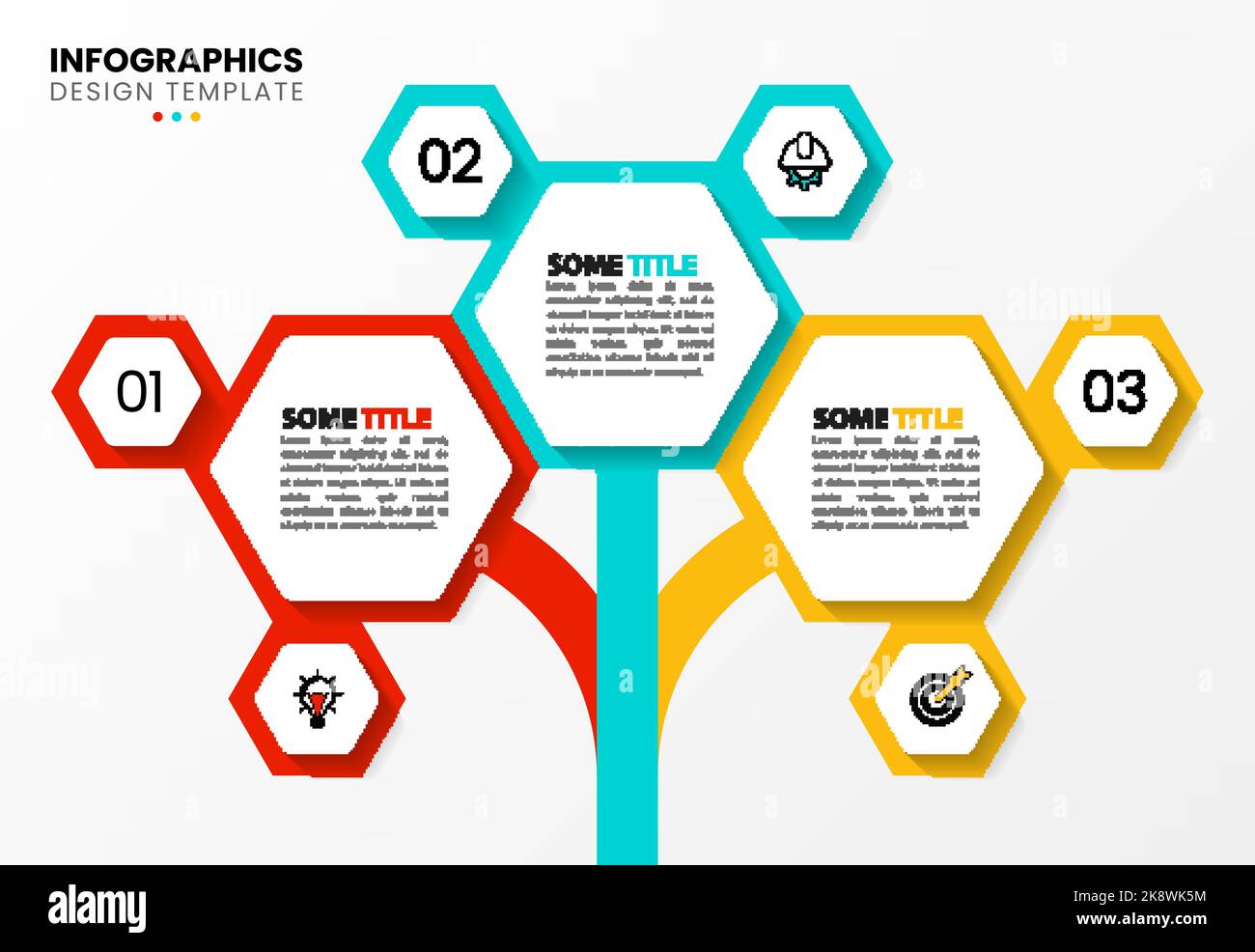 Infographic template with icons and 3 options or steps. Hexagon. Can be ...