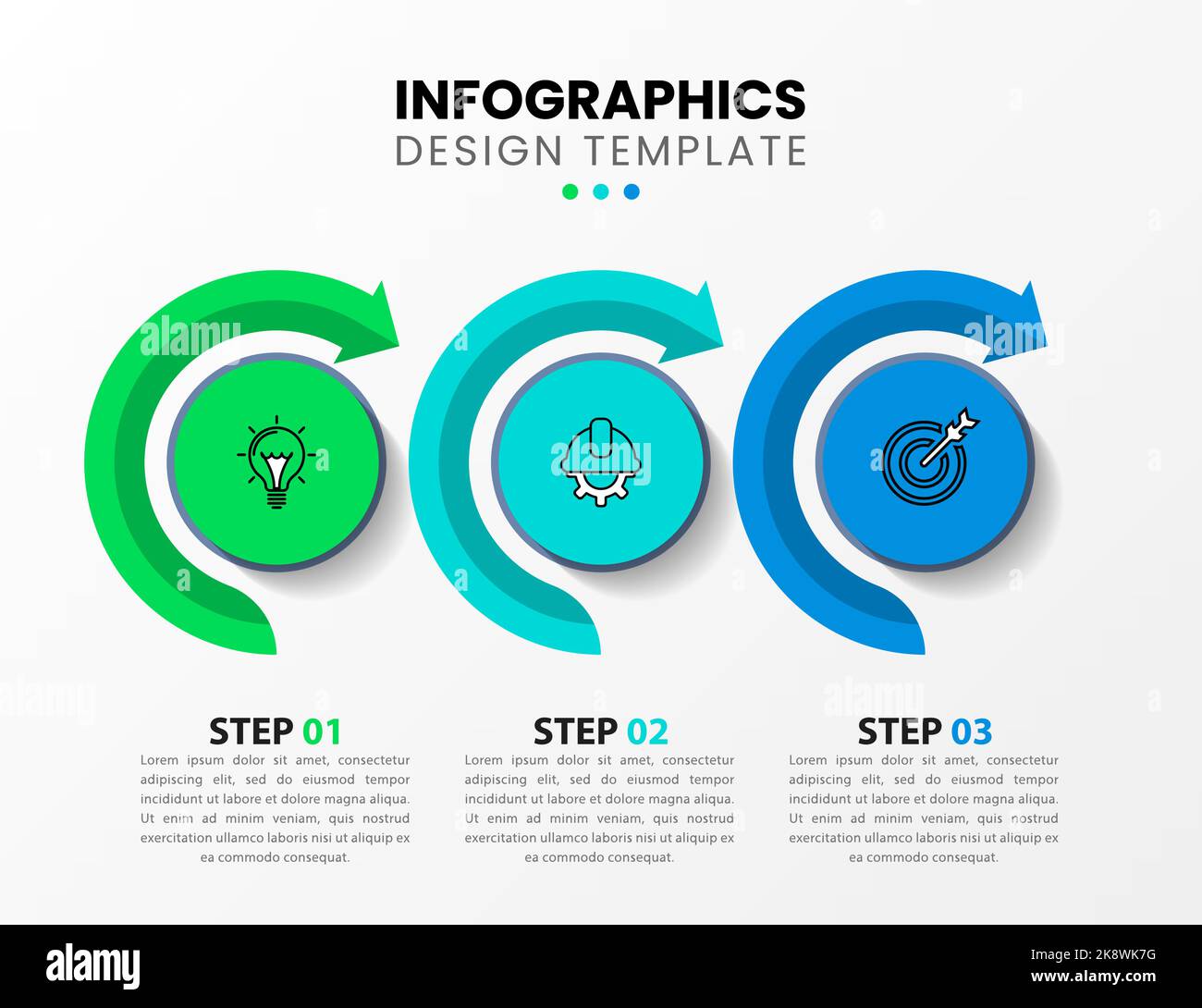 Infographic template with icons and 3 options or steps. Circle. Can be used for workflow layout ...