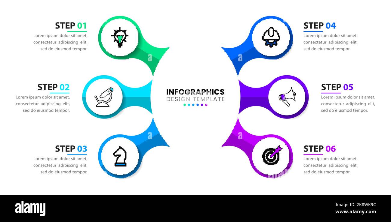 Infographic template with icons and 6 options or steps. Ellipse. Can be ...