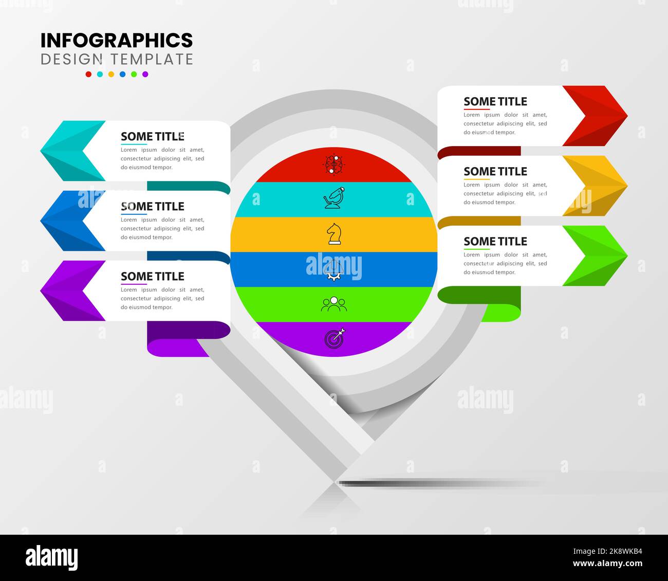 Infographic template with icons and 6 options or steps. Pointer. Can be ...