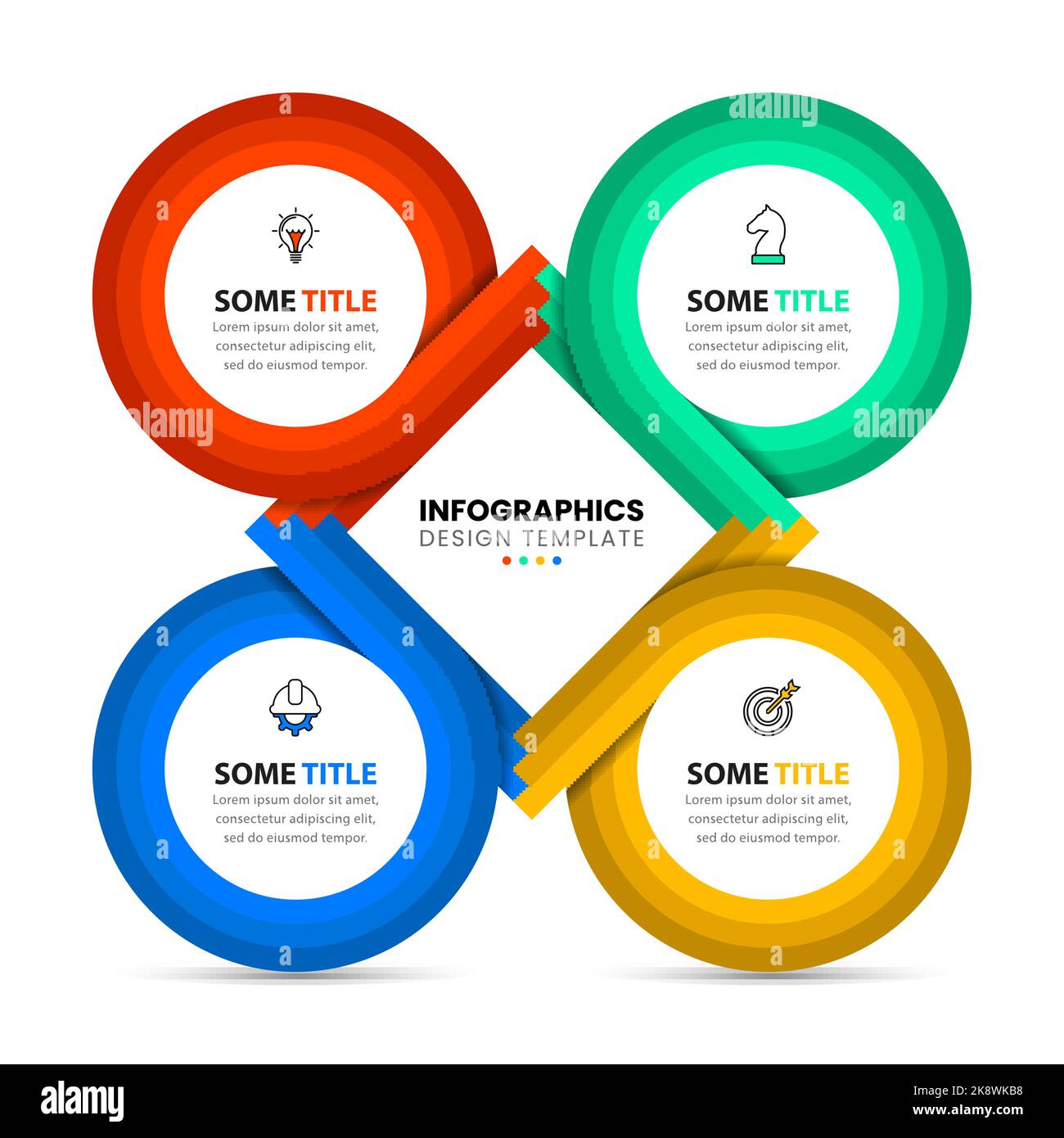 Infographic template with icons and 4 options or steps. Four circles ...