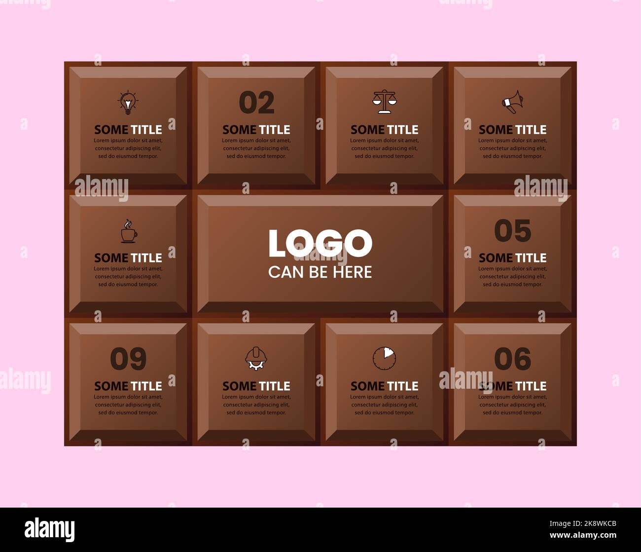 Infographic template with icons and 10 options or steps. Chocolate. Can ...