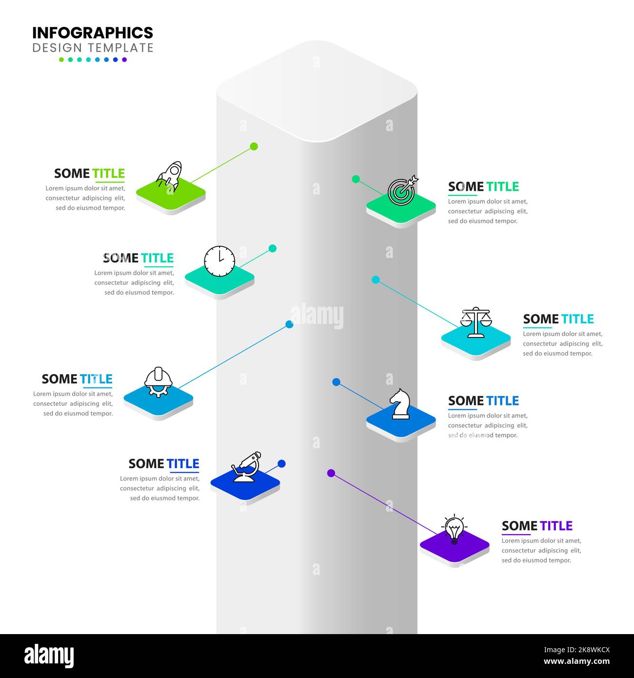 Infographic template with icons and 8 options or steps. Tower. Can be used for workflow layout ...